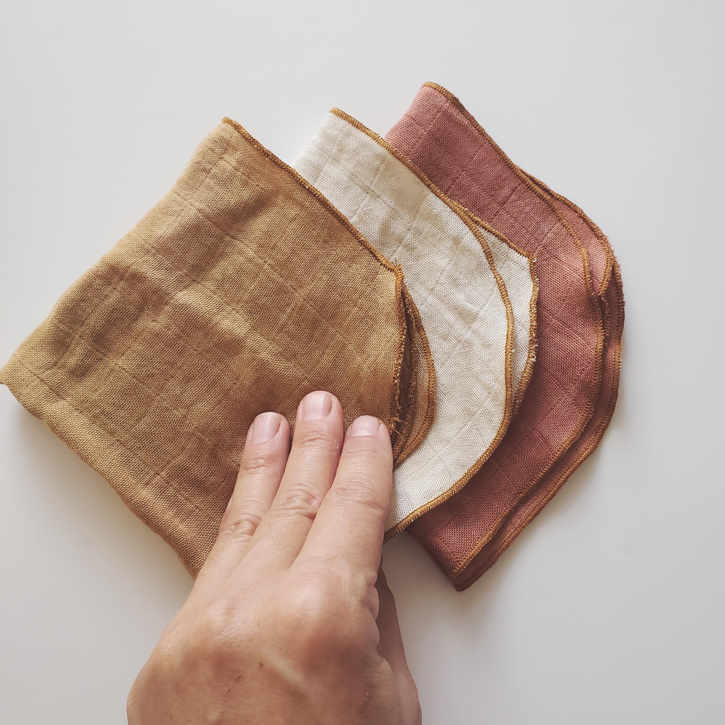 Hand Dyed Organic Cotton Bamboo Handkerchief Set: 10x10 Reusable Cloth ...