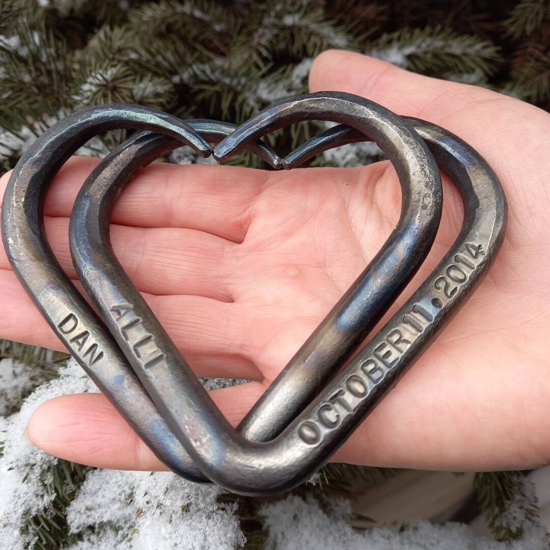 11th Anniversary Gift - Steel Wedding - Pair of Interlinked Steel ...