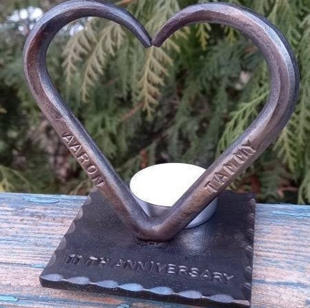 11th Anniversary Gift Steel Wedding Hand Forged Steel Heart ...