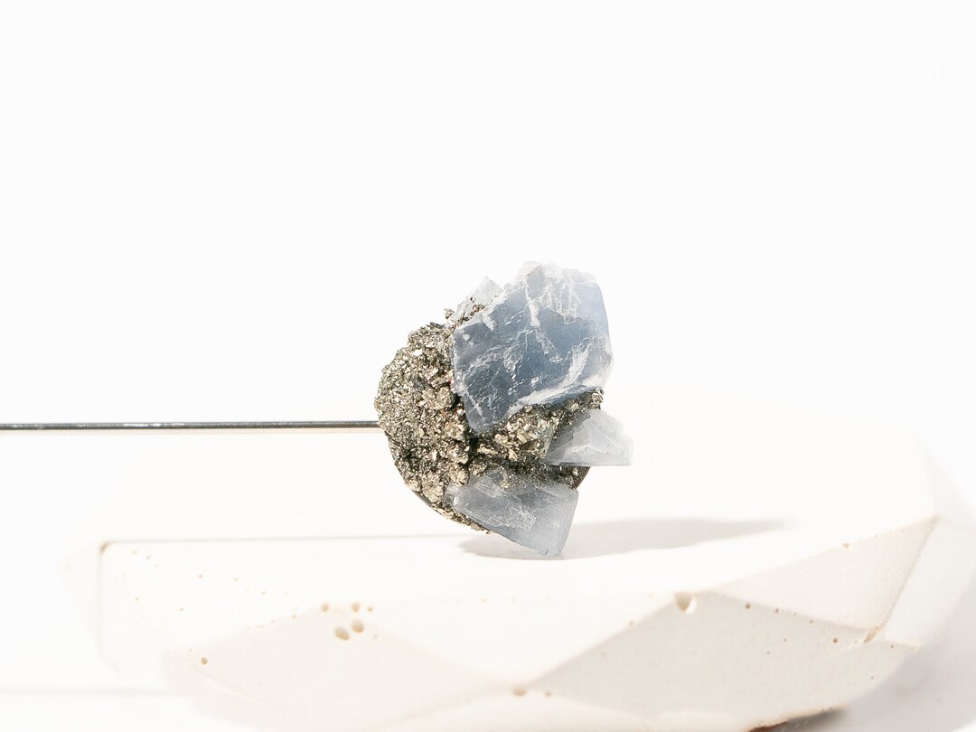 Raw Blue Calcite Steel Lapel Pin | Natural Stone Stick Pin | Something ...