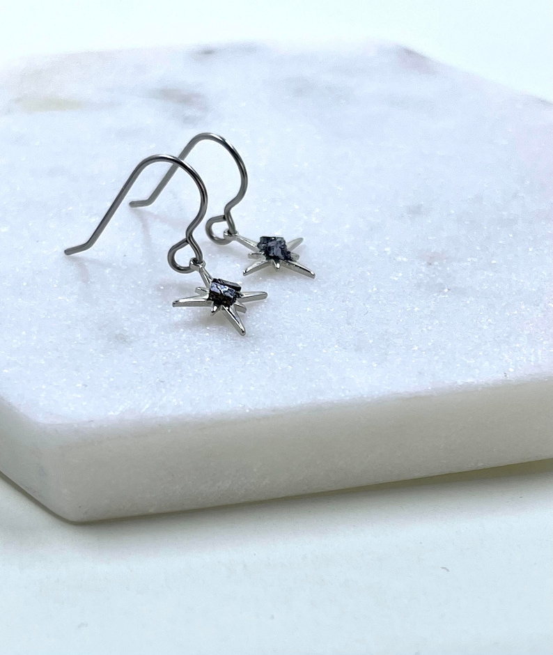 Raw Galena North Star Earrings | Stainless Steel Celestial Jewelry - Etsy