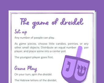 Dreidel Instructions / Learn to Play Dreidel / Sivivon / Hanukkah Games ...