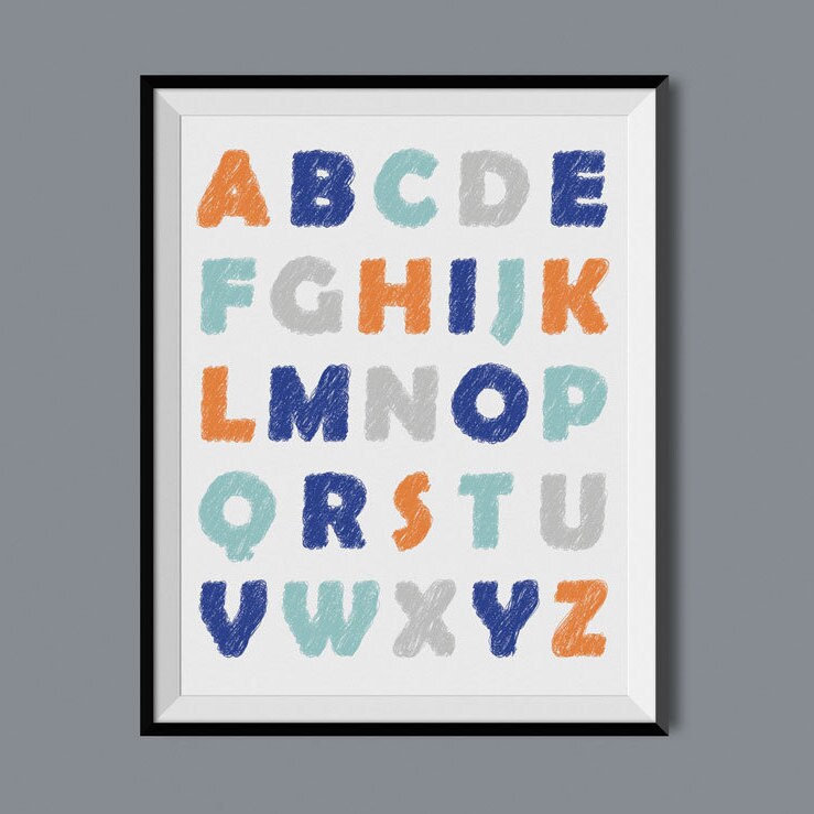 ABC Poster / Alphabet Poster / Scribbles / Crayon / Children / Playroom ...