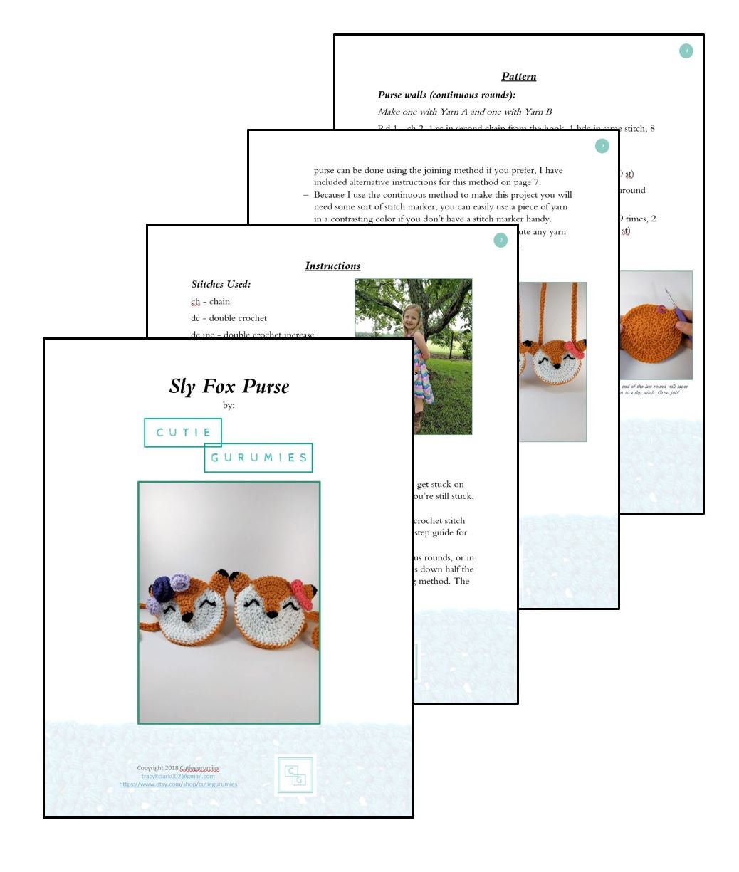 Cute Woodland Sly Fox Purse, Crochet Bag Pattern Printable - Etsy