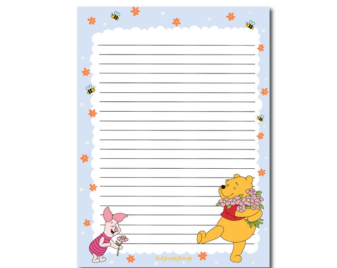 NOTEPAD POOH / Winnie the Pooh Piglet Spring Disney Inspired ...