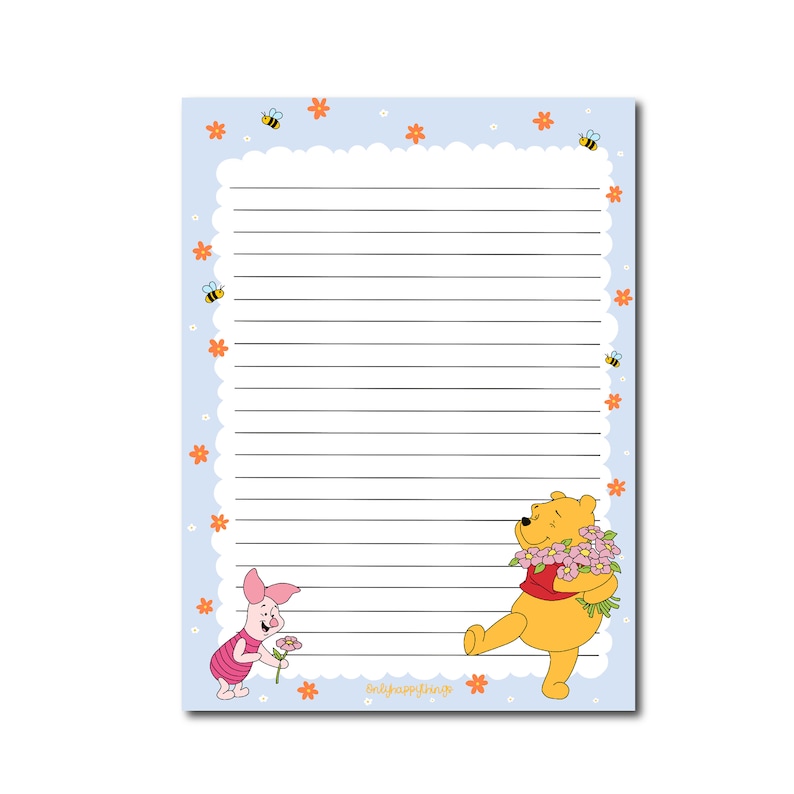 NOTEPAD POOH / Winnie the Pooh Piglet Spring Disney Inspired - Etsy