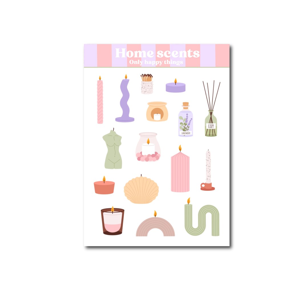 STICKERSHEET CANDLES A6 / Stickers Home Scent Snailmail Planner Bullet ...