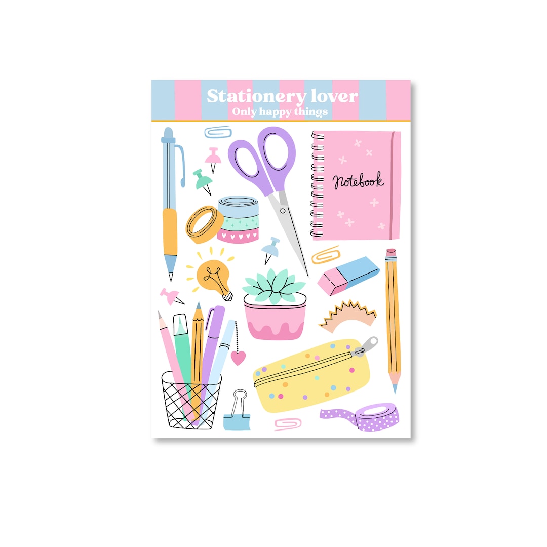 STICKERSHEET STATIONERY A6 / Stickers Pastel Pink Mail Snailmail ...