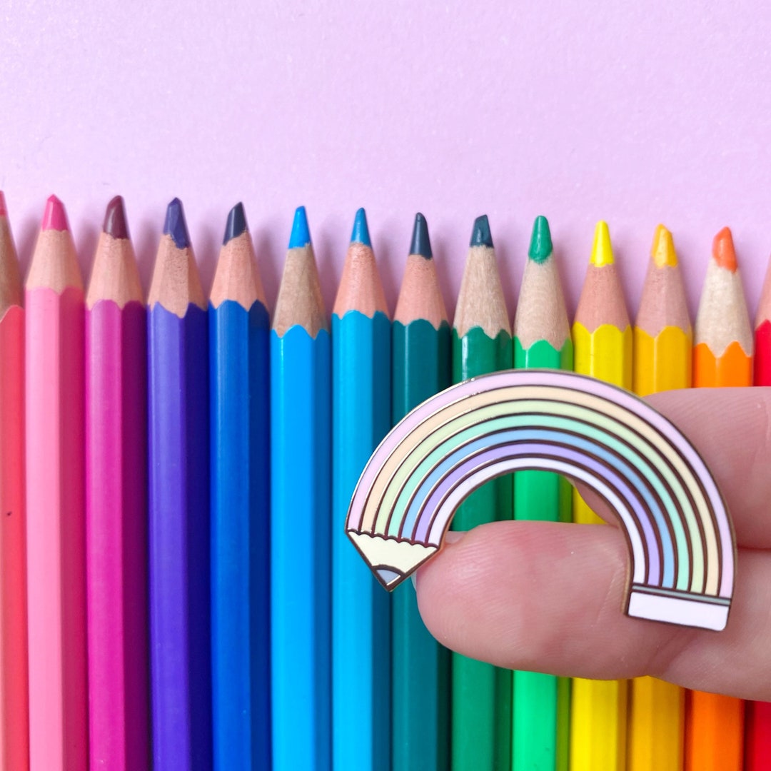 ENAMEL PIN CRAFTING / Rainbow Pencils Supplies Snailmail Postcrossing ...