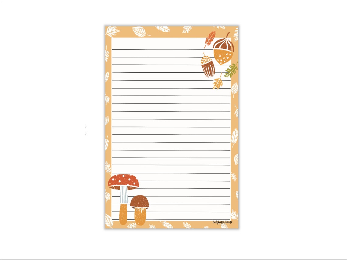 NOTEPAD FALL / Autumn Themed Thanks Giving Writingpaper - Etsy