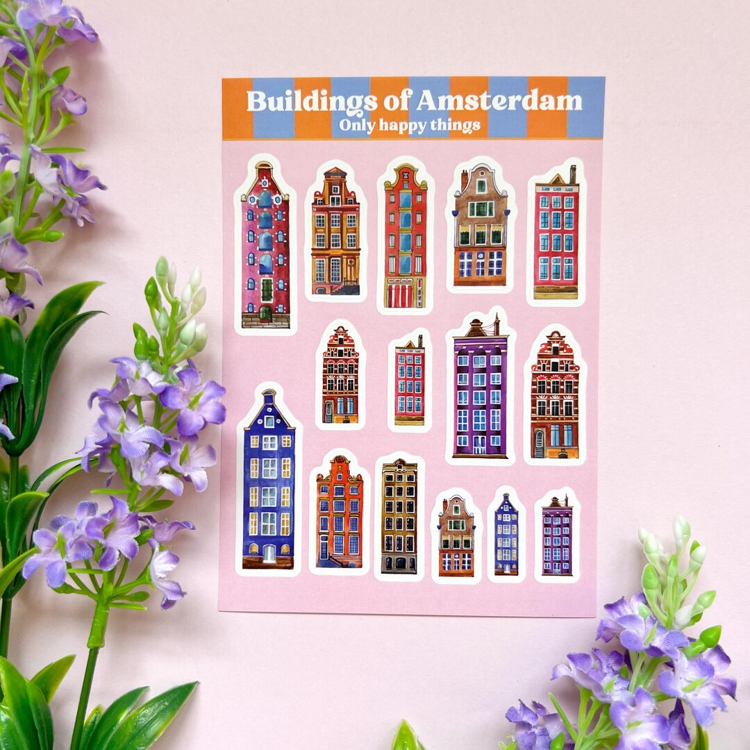 STICKERSHEET AMSTERDAM / A6 Travel Buildings of Amsterdam Stickers ...