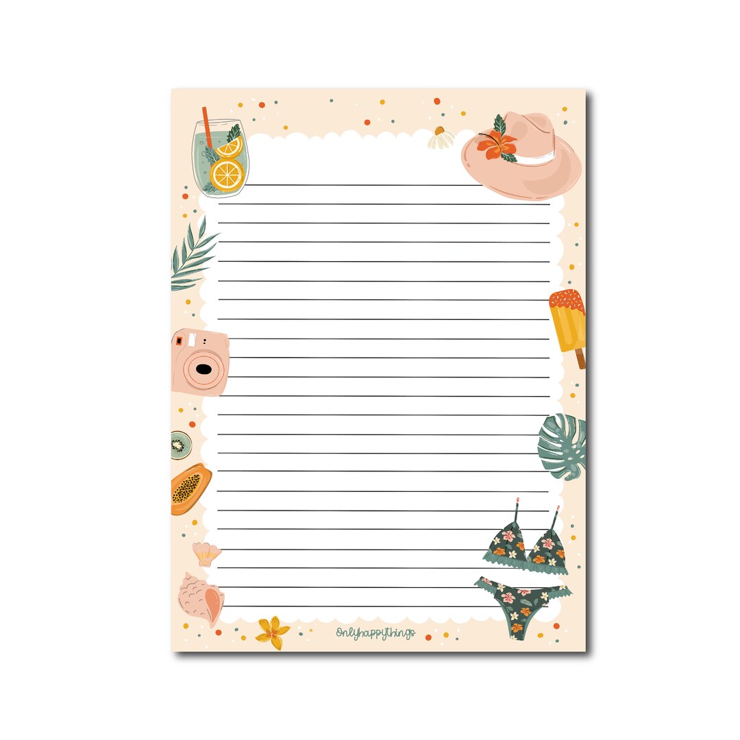 NOTEPAD SUMMER / Holiday Pink Fruit Crafting Writingpaper Snailmail ...