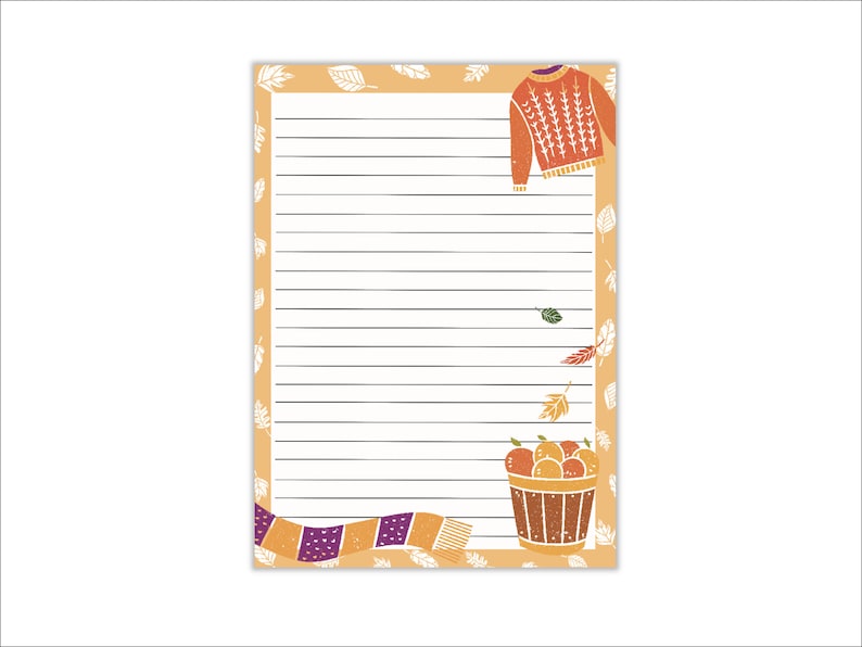 NOTEPAD FALL / Autumn Themed Thanks Giving Writingpaper - Etsy