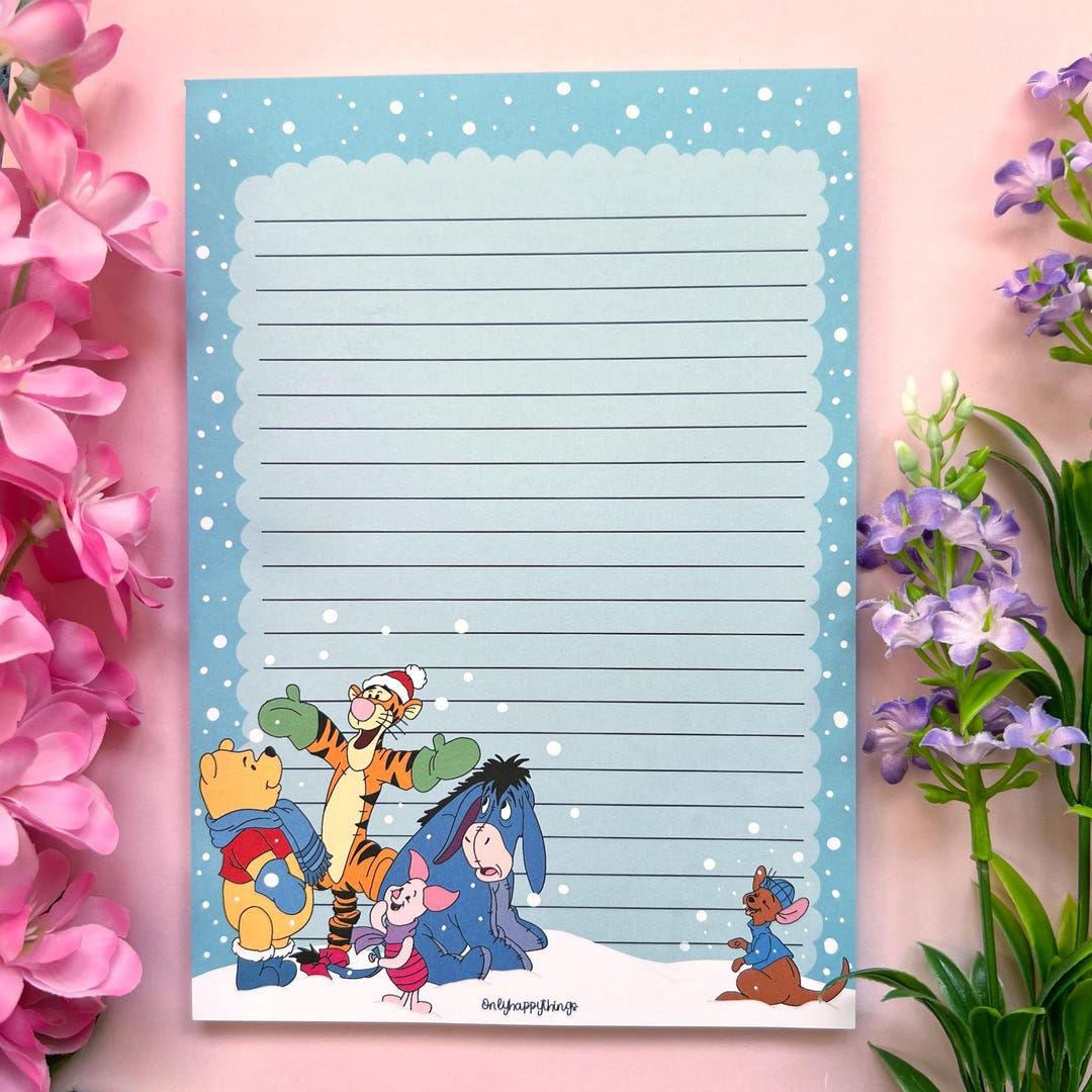 NOTEPAD POOH / Winnie the Pooh Piglet Eeyore Tigger Roo Winter Snow ...