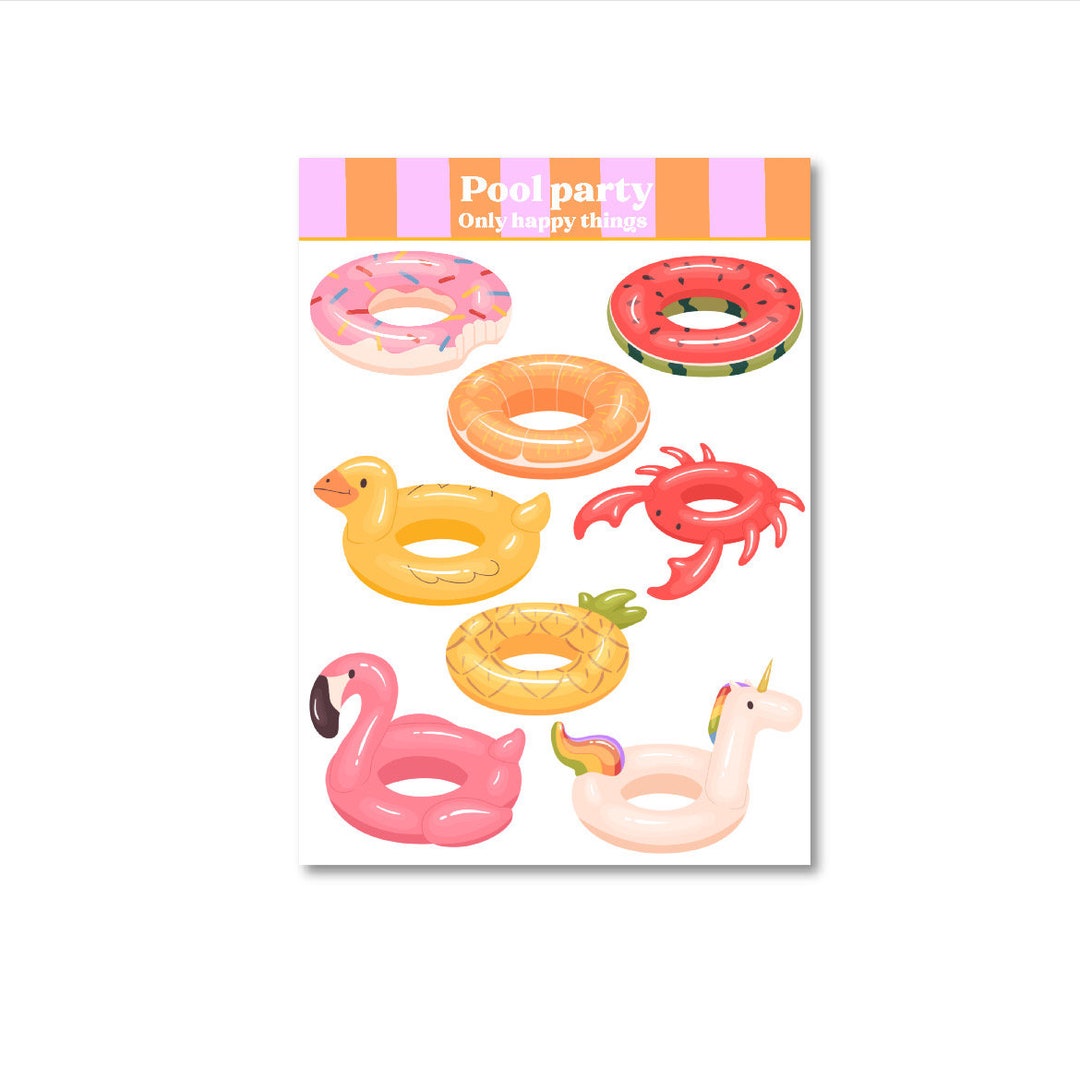 STICKERSHEET FLOATIES A6 / Stickers Are Pool Summer Holiday Snailmail ...