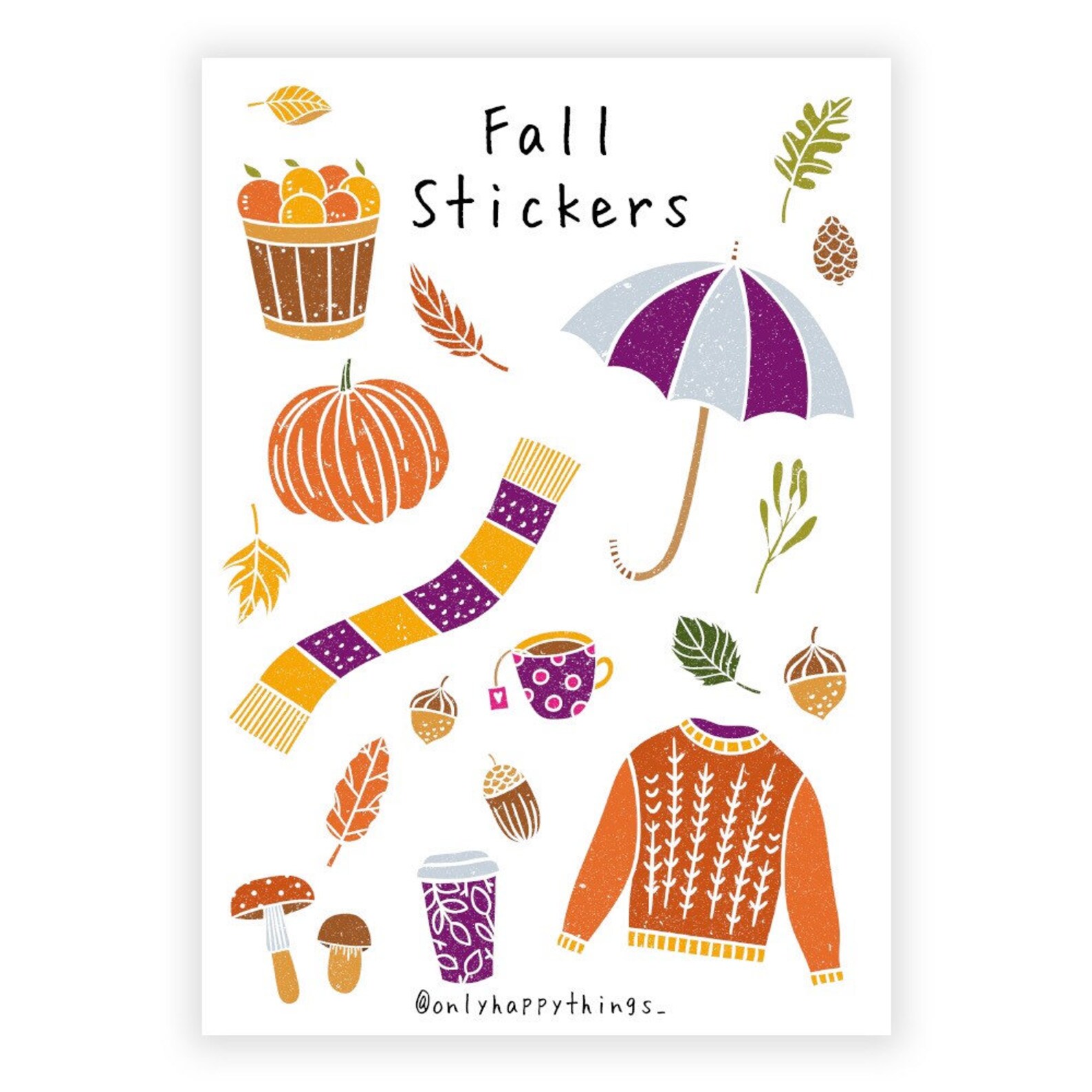 STICKERSHEET FALL A5 / Stickers Autumn Pumpkin Leafs Snailmail | Etsy
