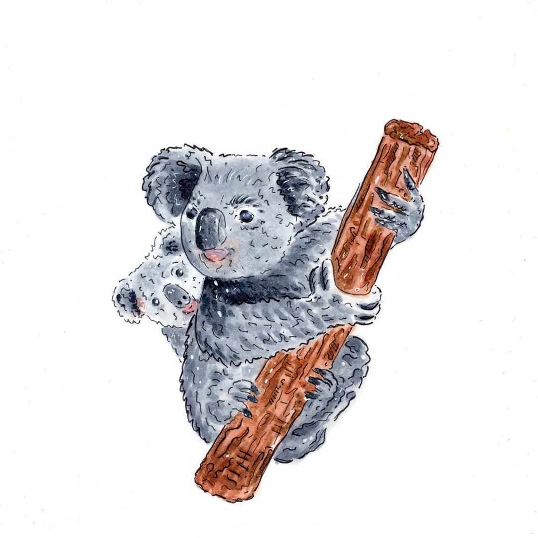 Koala Bär Grußkarte | Muttertag | Geschenk für Sie | Koala & Baby | Tier | Handgemachter Druck ...