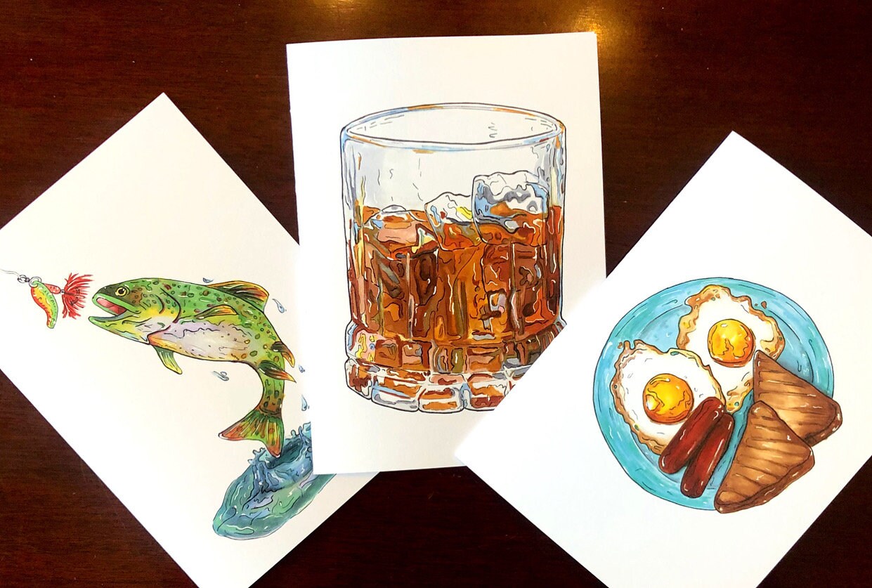 Breakfast Greeting Card | Kitchen Art | Gift for Her | Stationery | - Etsy