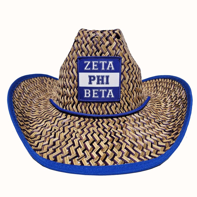 Zeta Phi Beta Straw Cowboy Hat With Strap - Etsy