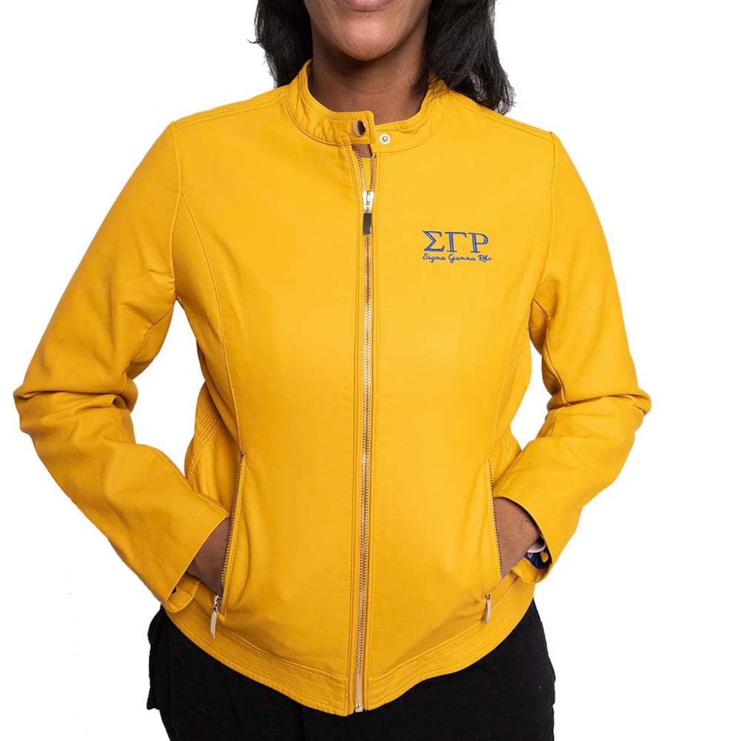 PU Leather Embroidered Sigma Gamma Rho Jacket - Etsy