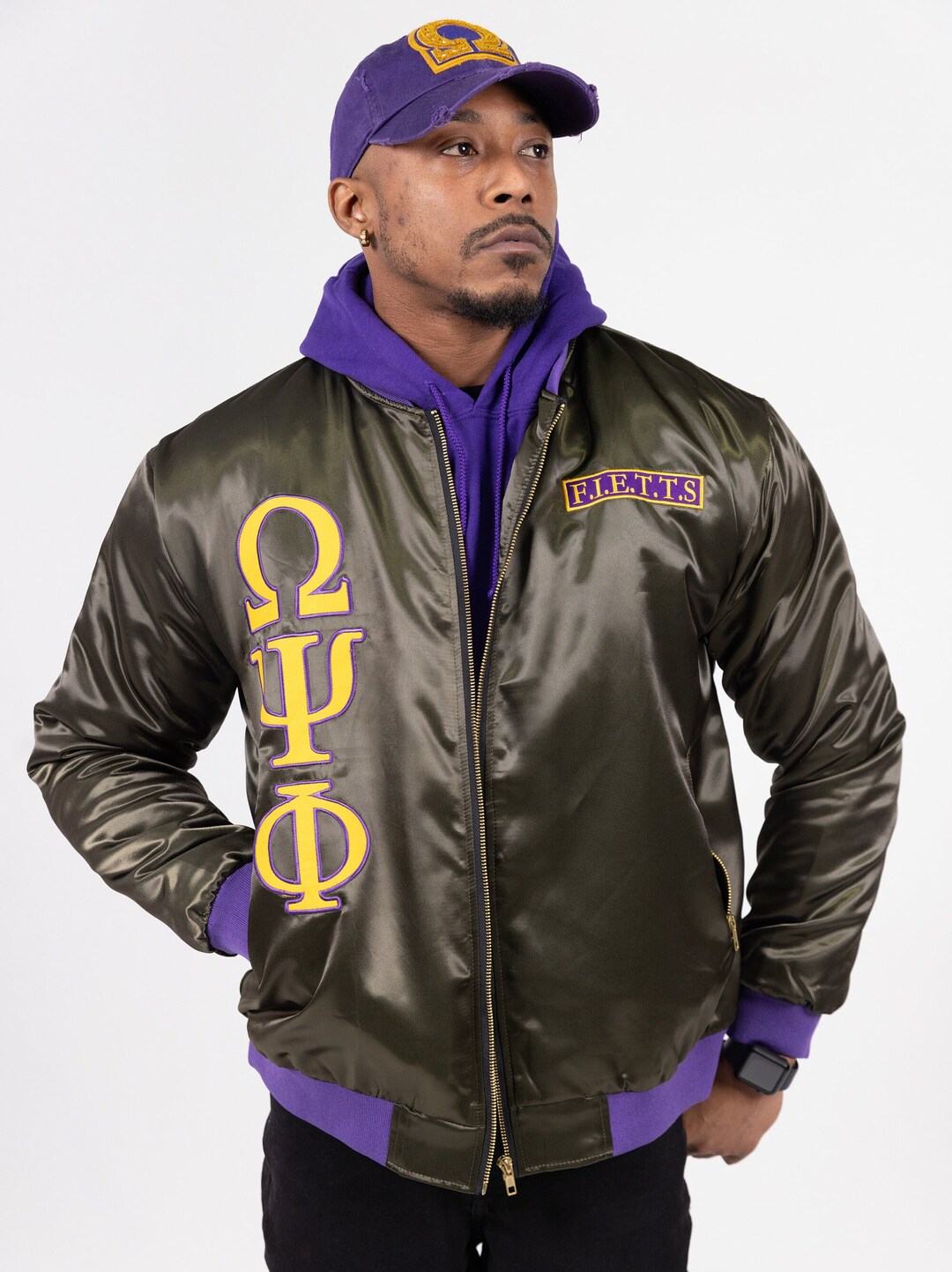Omega Psi Phi Olive Green Bomber Jacket - Etsy