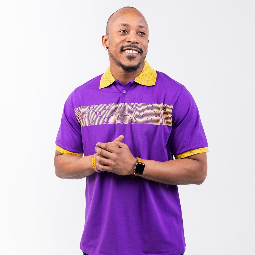Purple Omega Psi Phi Polo With Gold Collar - Etsy