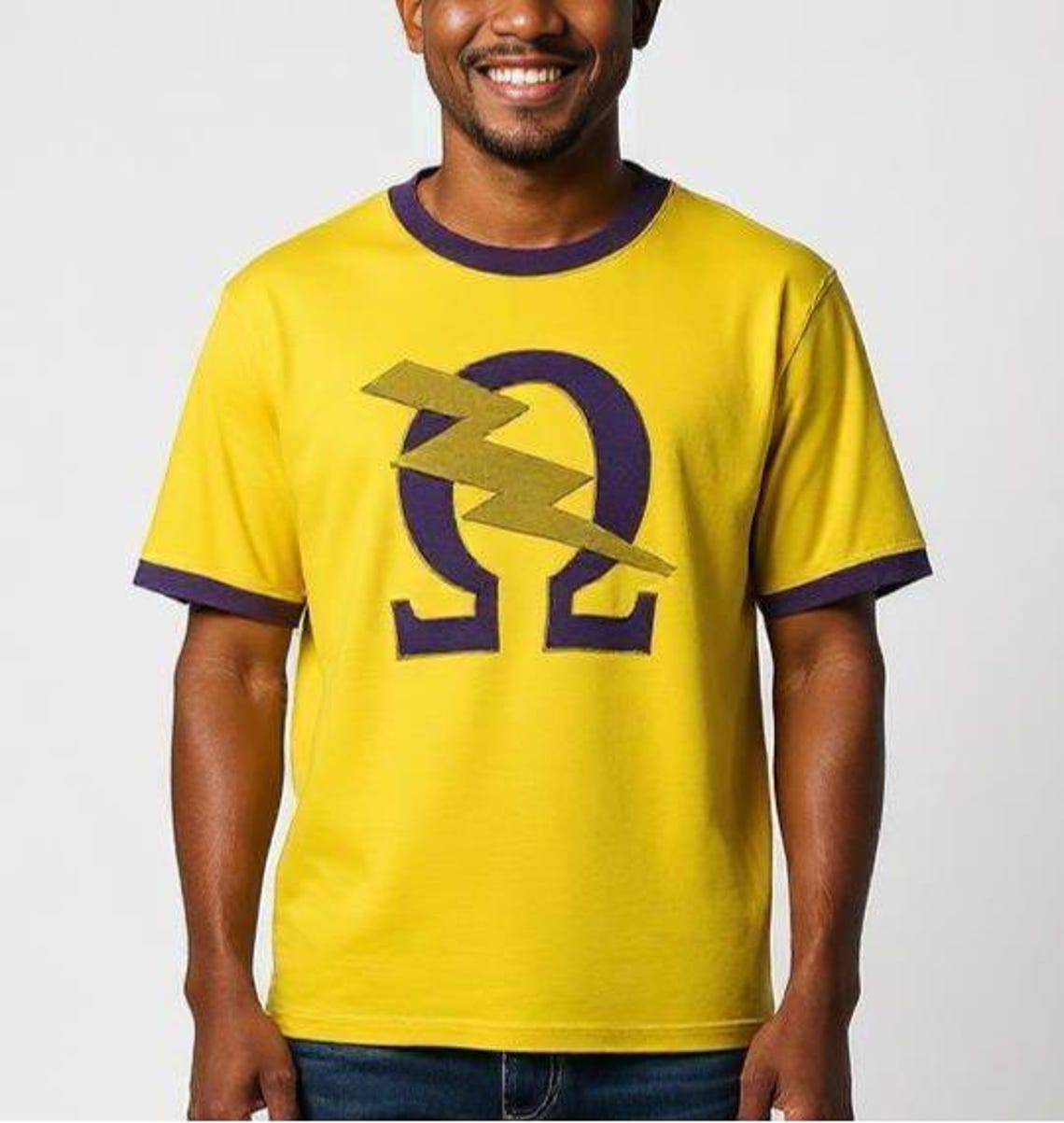 Omega Psi Phi Bolt Brushed Embroidery Tee - Etsy