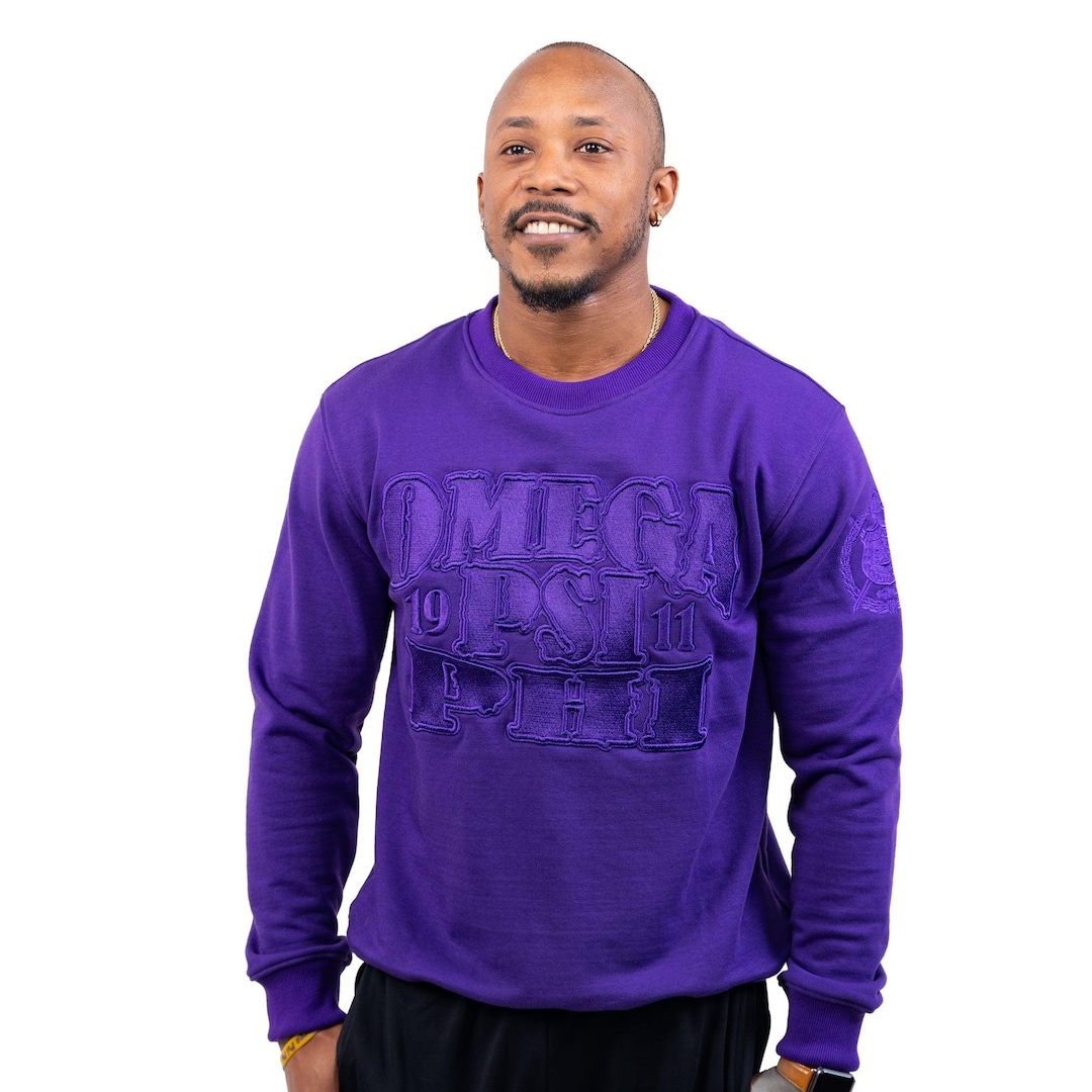 Omega Psi Phi Purple on Purple Crewneck Sweater - Etsy