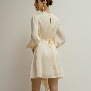 Ann Mini Satin Dress - Short Wedding Dress With Long Sleeves - Etsy