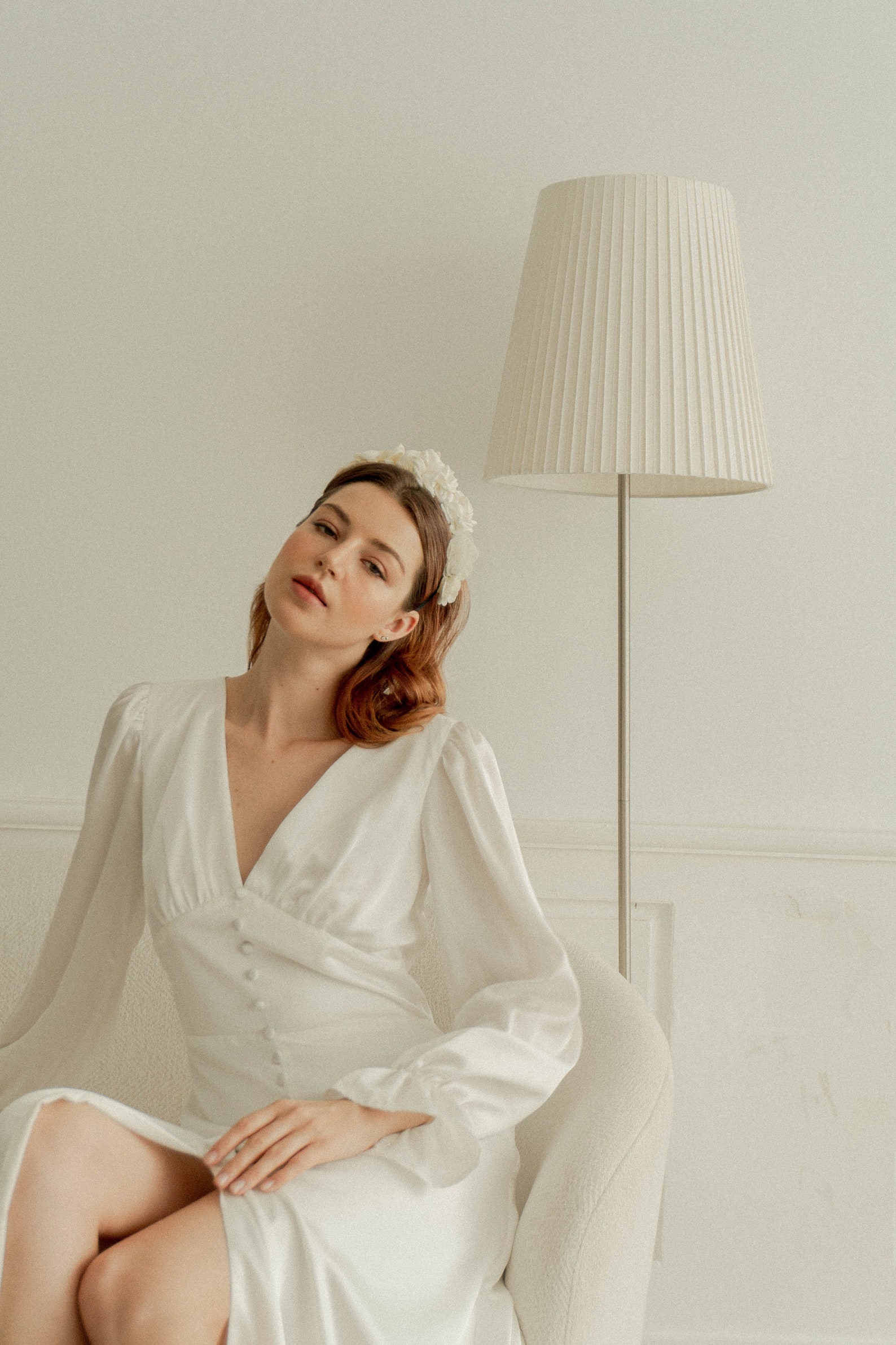 Caroline Cream White Long Sleeves Dress / Floor Length Satin - Etsy