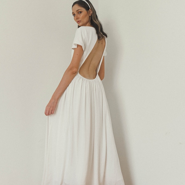 Backless White Dress - Etsy