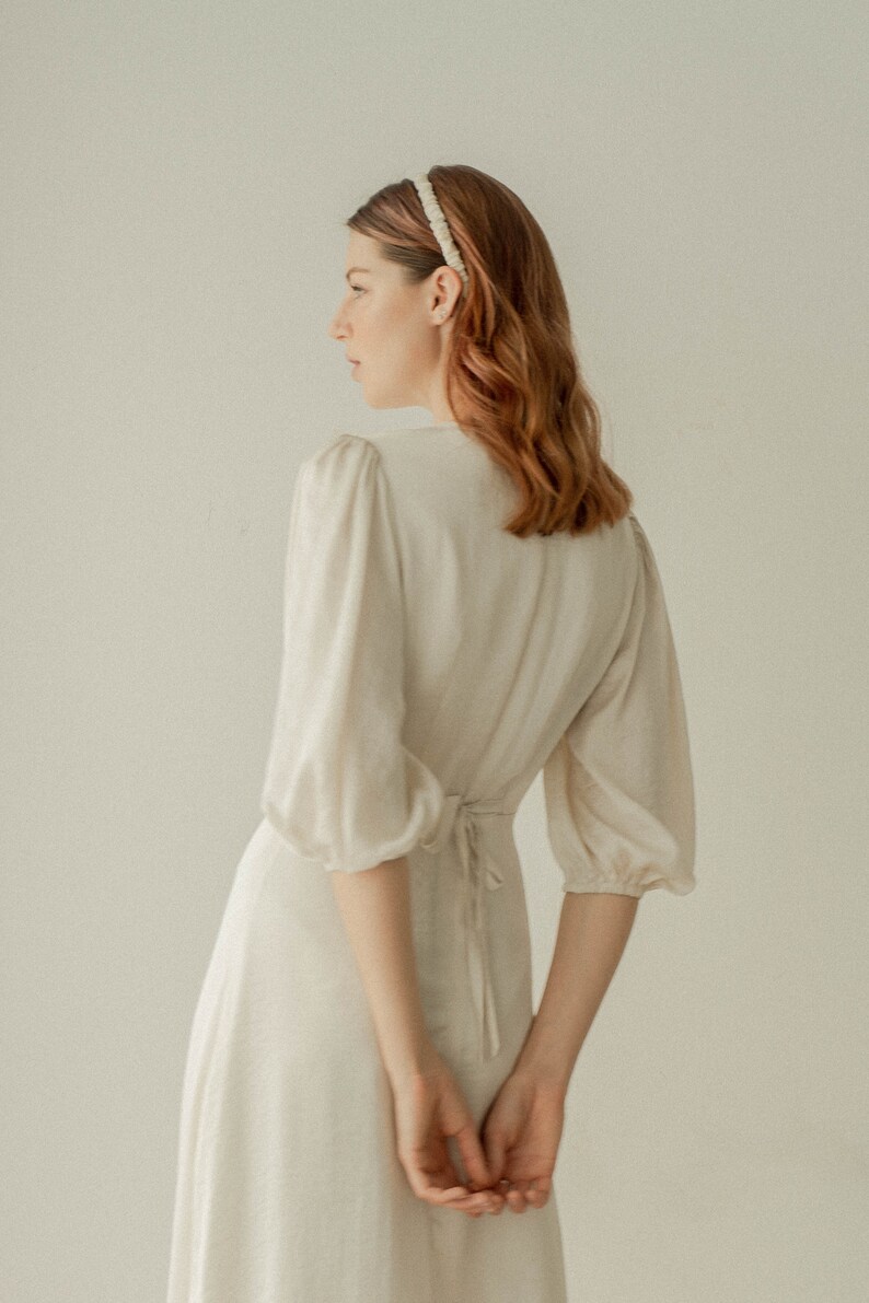 Simone Tea Length Dress / Midi Satin Dress / Puff Sleeves - Etsy