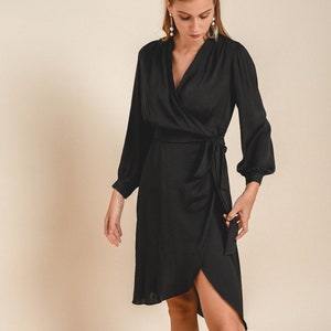 Rachel Knee Length Wrap Dress / Long Sleeves Wrap Dress / High - Etsy