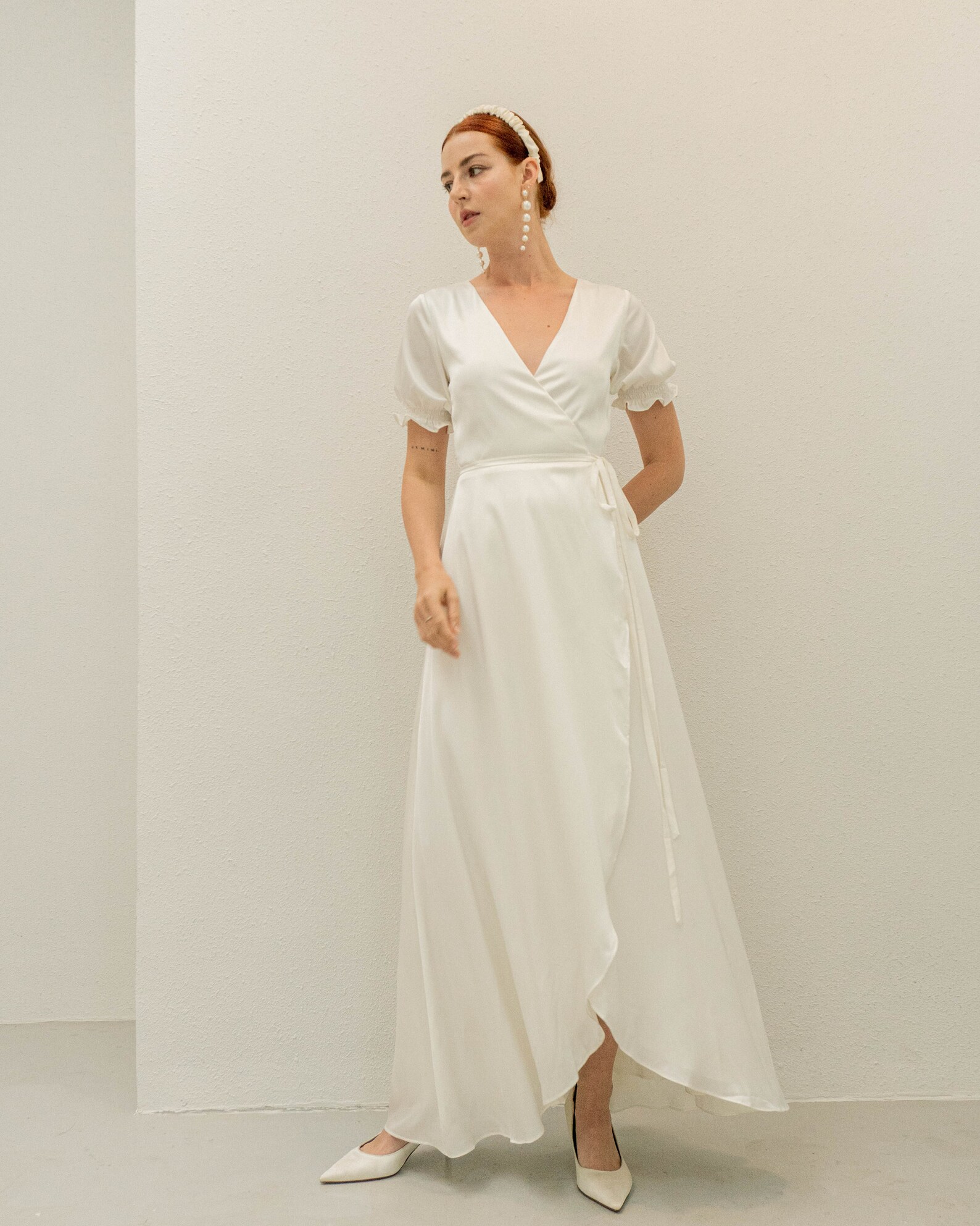Charlene Satin Wrap Dress: High-low Wedding Gown - Etsy