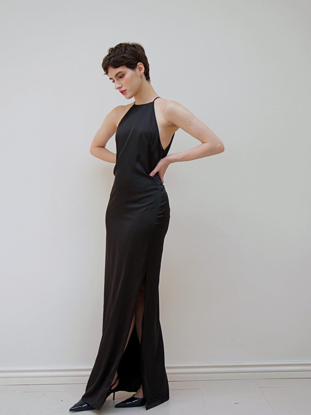 Westlyn Floor Length Dress - Halter Neck Satin Dress - Etsy