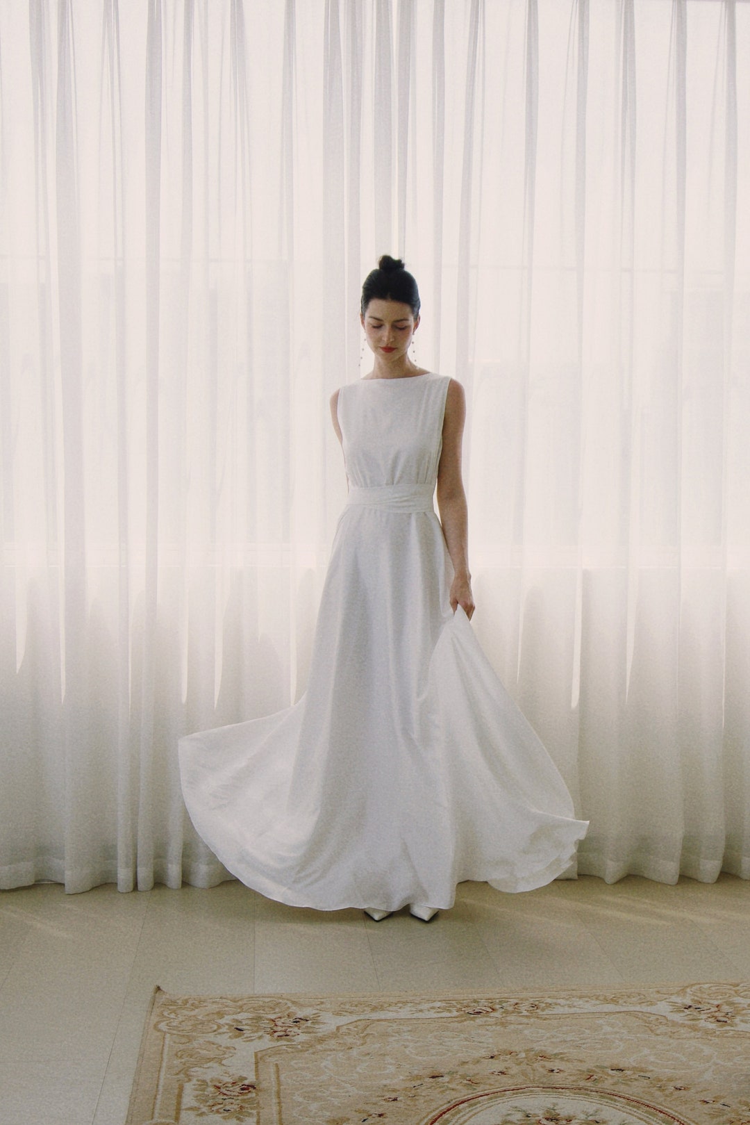 Helena Floor Length Dress / Fit and Flare Satin Dress - Etsy