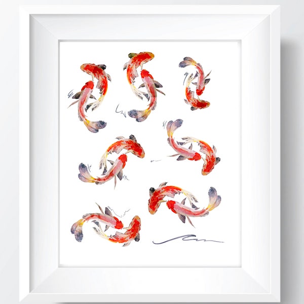 Koi Fish Ink Painting - Etsy