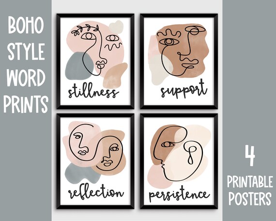 Boho Inspired Word Posters Printable Wall Art Digital | Etsy