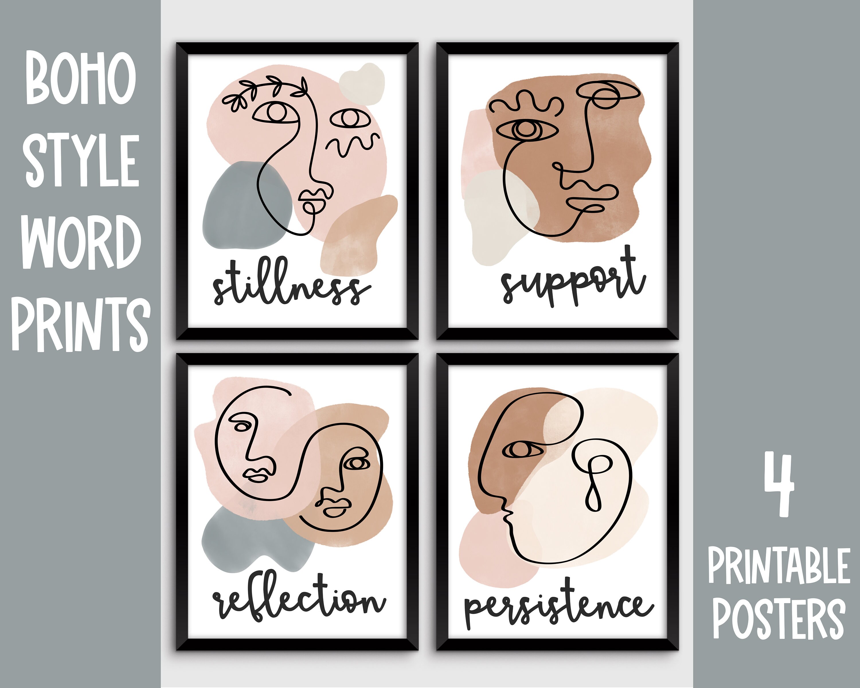 Boho Inspired Word Posters Printable Wall Art Digital | Etsy