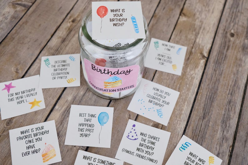 Birthday Conversation Starter Cards: Family Party Game (digital ...