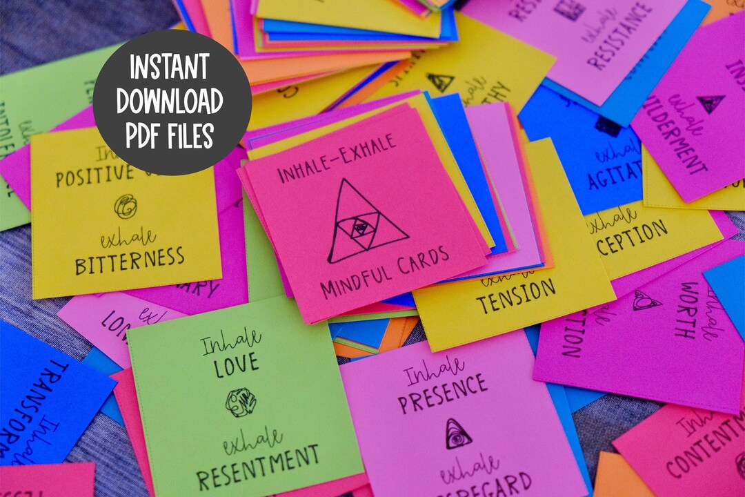 Inhale Exhale Mindfulness Cards Inspirational Cards for - Etsy