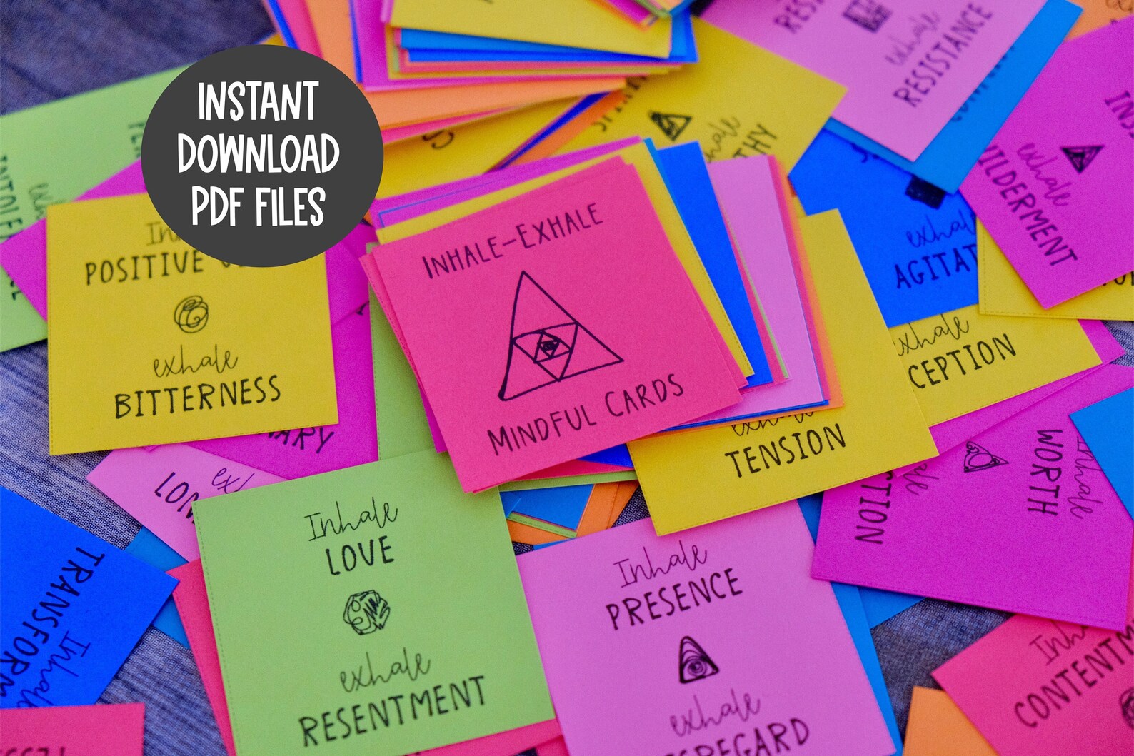 Inhale Exhale Mindfulness Cards Inspirational Cards for - Etsy