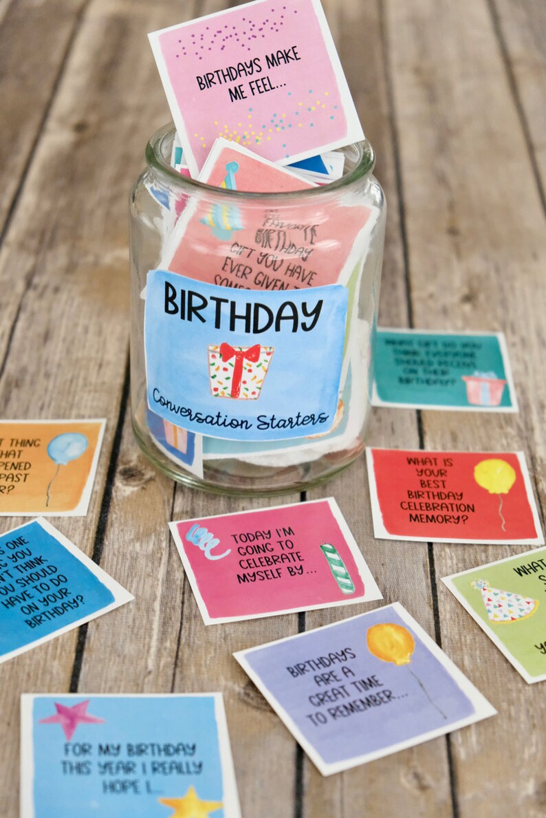 Birthday Conversation Starter Cards: Family Party Game (digital ...
