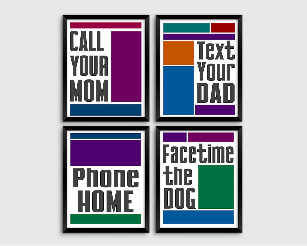 Dorm Room Poster Set: Call Mom, Text Dad, Facetime Dog (digital Prints ...