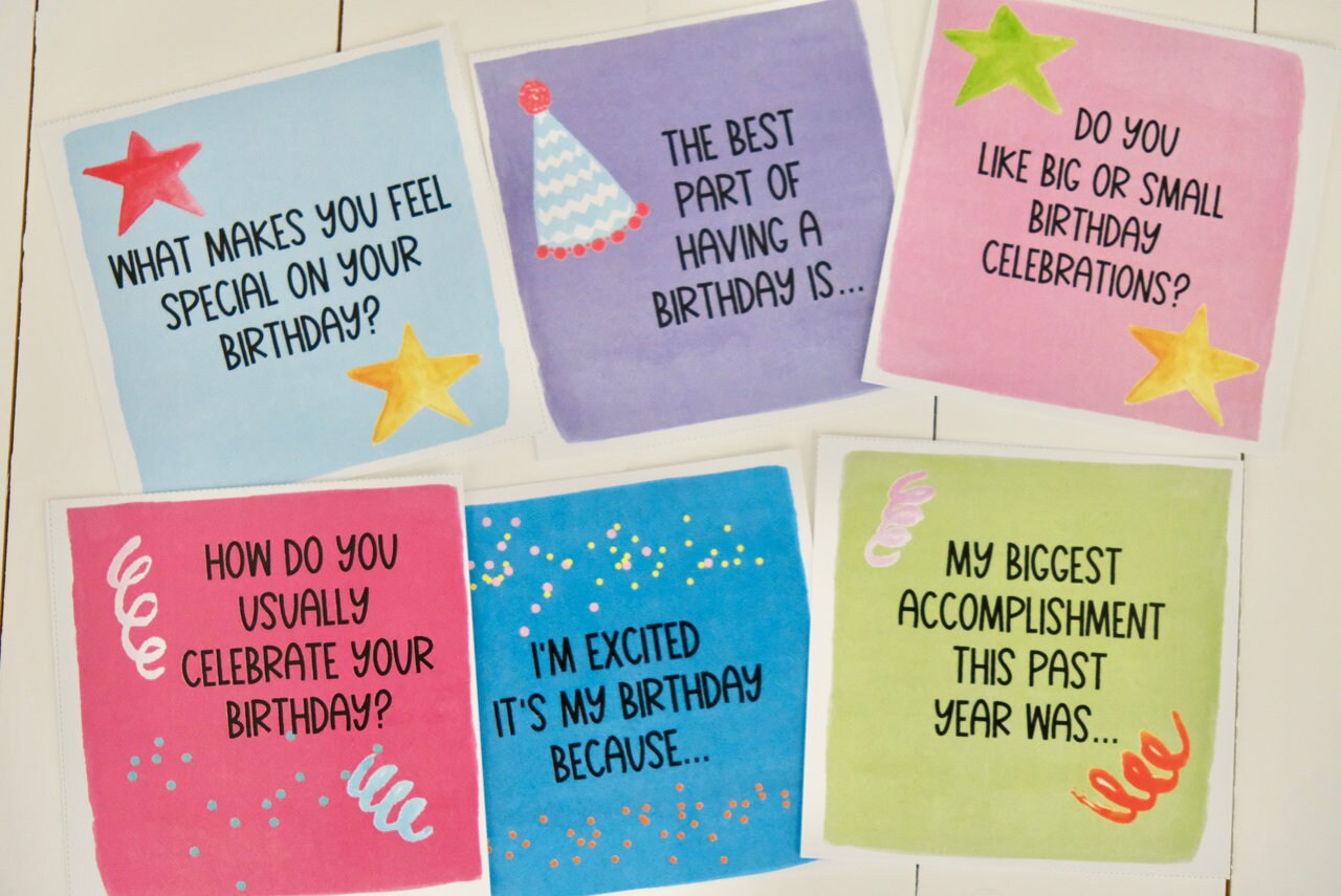 Birthday Conversation Starter Cards: Family Party Game (digital ...