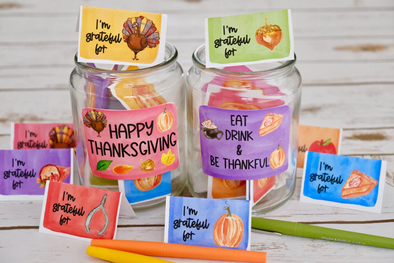 Thanksgiving Gratitude Jar Kit: Family Activity, Printable DIY Craft ...