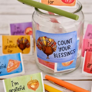 Gratitude Jar - Gratitude Kit Family Activity - Thanksgiving Theme ...