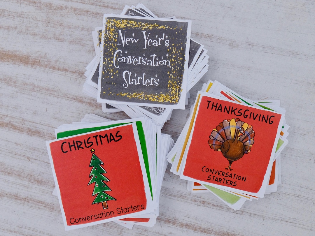 Holiday Conversation Cards Bundle - Thanksgiving, Christmas and New ...