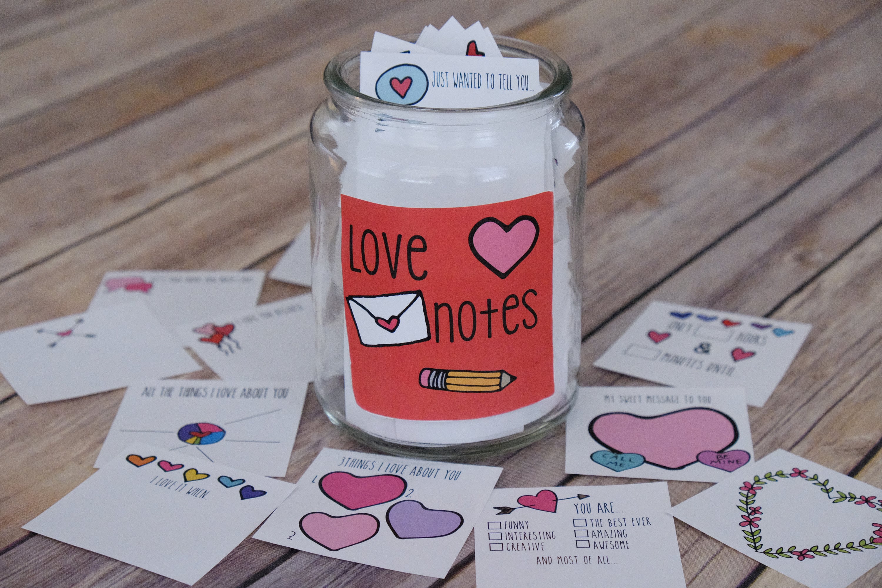 Valentines Printable Love Notes, Cute Message Cards and Cute Write-in ...