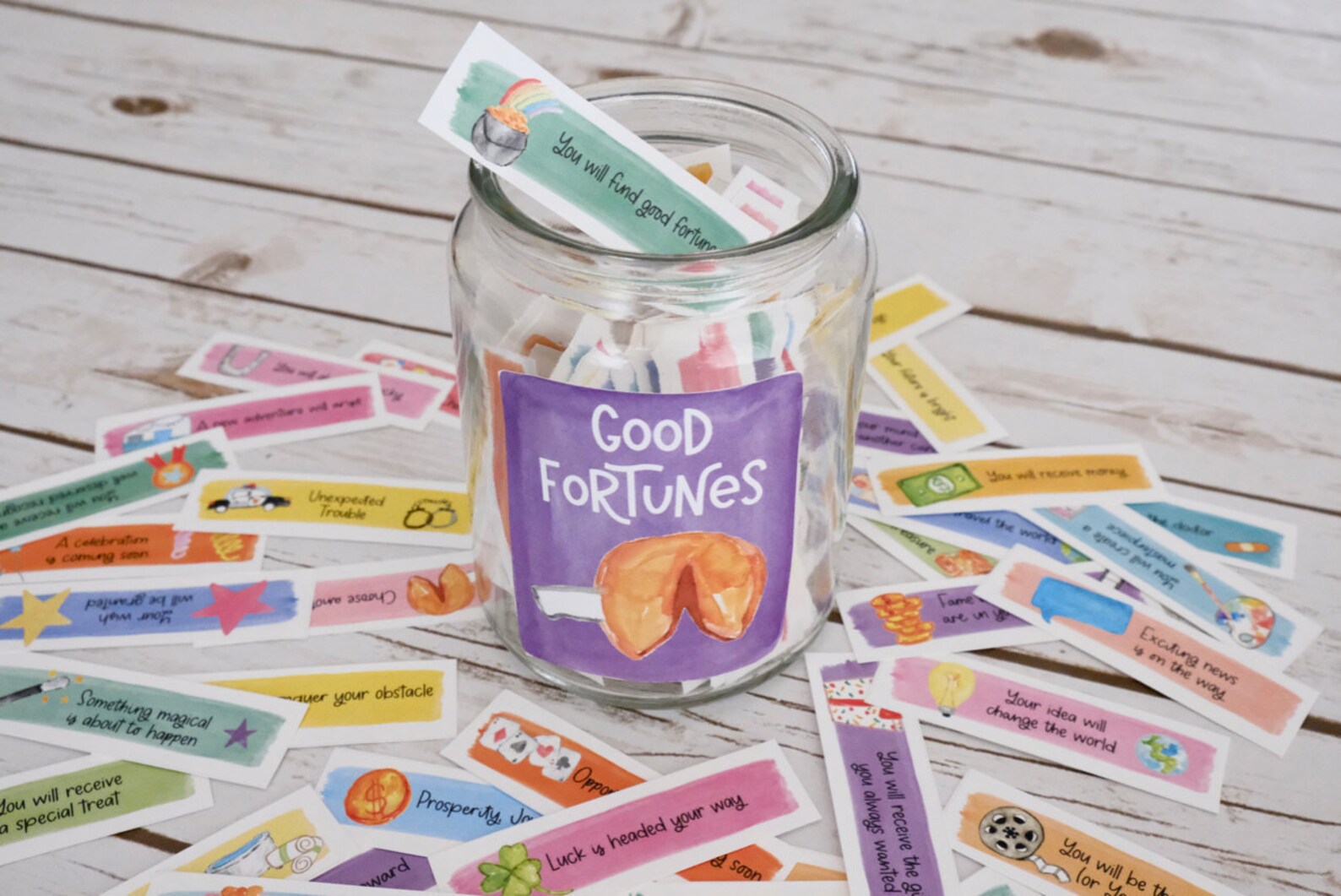 Fortune Telling Jar: Printable Fortune Cards, Party Game (PDF) - Etsy